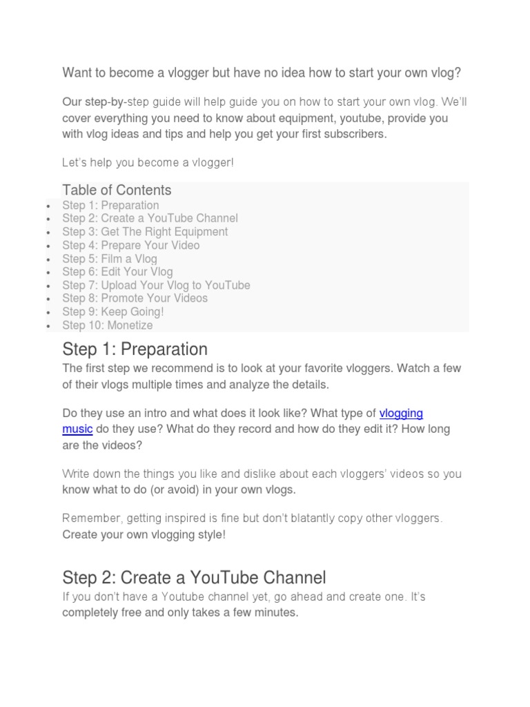 Want To Become A Vlogger But Have No Idea How To Start Your Own Vlog | PDF | You Tube | Social Media
