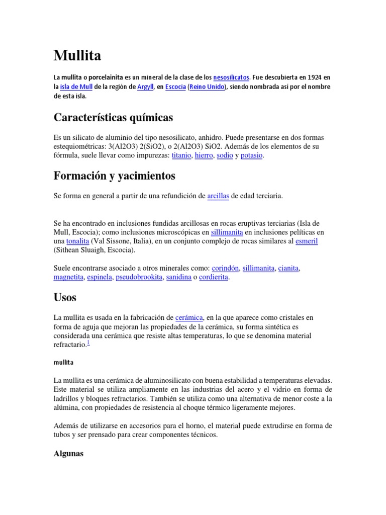 Mullita | PDF | Materiales | Química