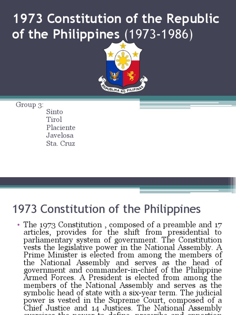 1973 Constitution of The Republic of The Philippines | PDF | Sources Of ...