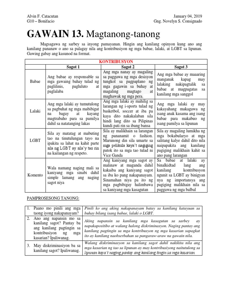 Gawain 13. Magtanong-Tanong | PDF