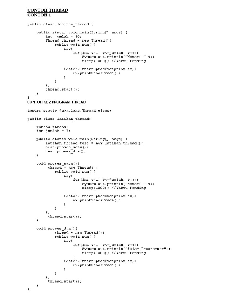 Contoh Thread Pdf Software Engineering Computer Programming