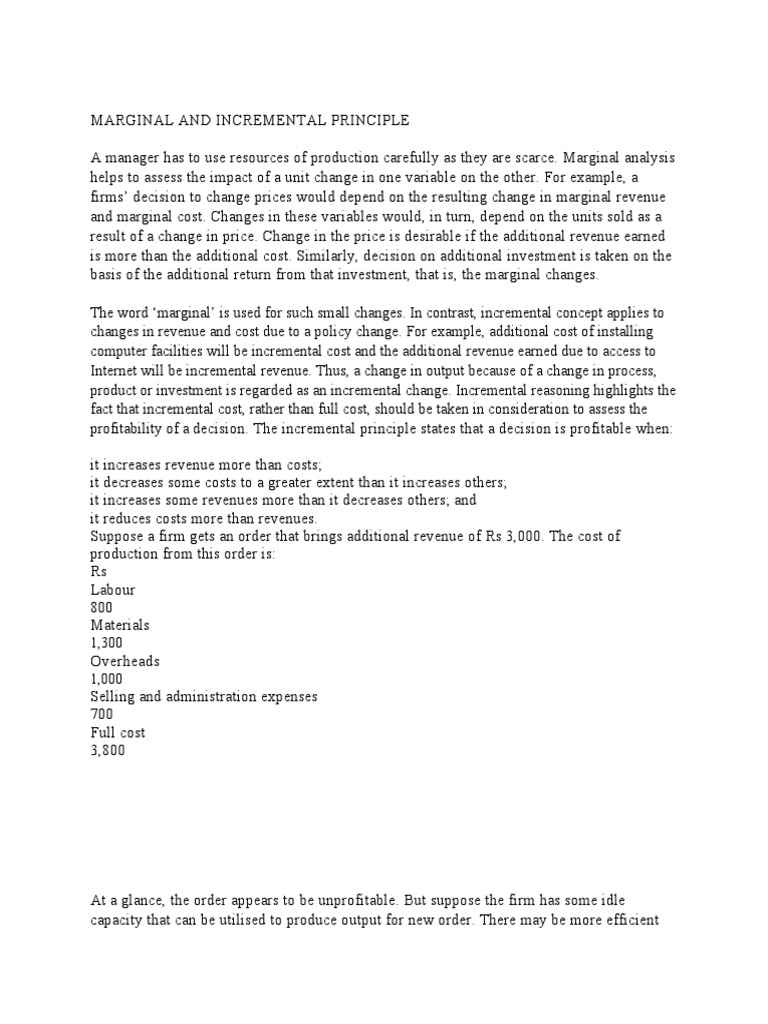 Marginal vs. Incremental Analysis in Economics | PDF | Economics ...