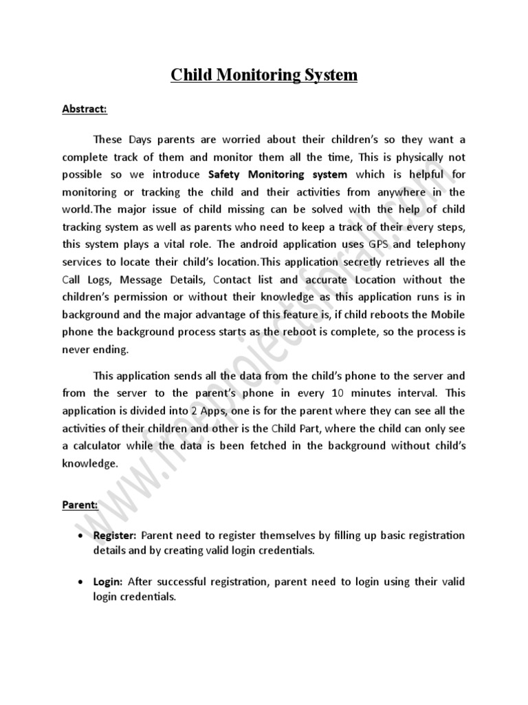 Child Monitoring System App Overview | PDF | Android (Operating System ...