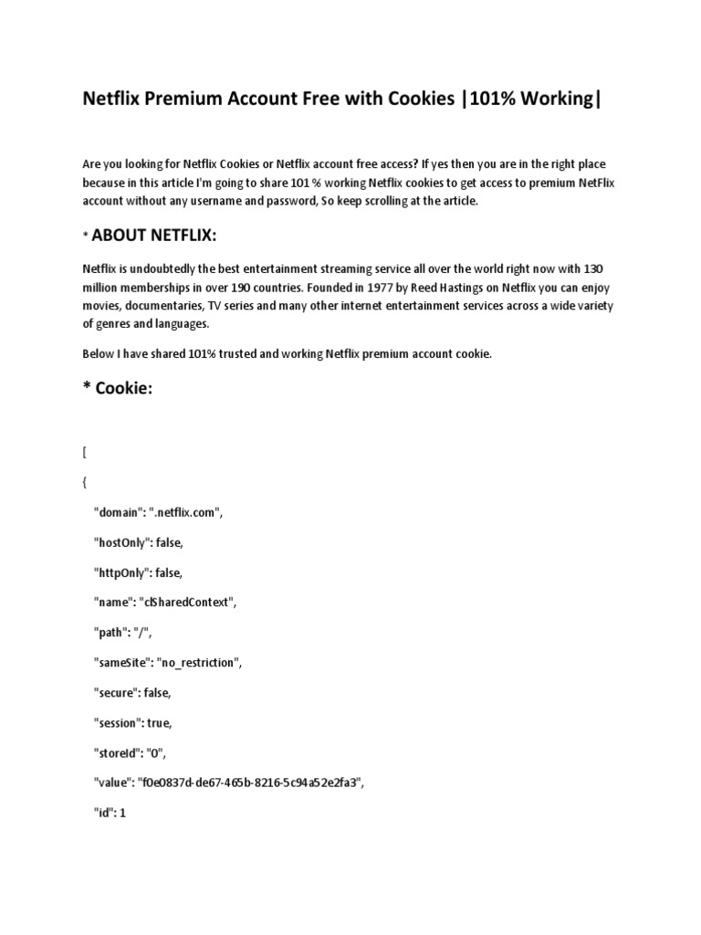 Netflix Premium Account Free With Cookies - Edited | PDF | Http Cookie ...