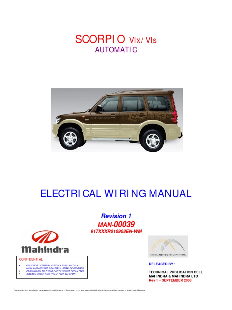 Mahindra Scorpio VLX Wiring Manual | PDF | Switch | Relay