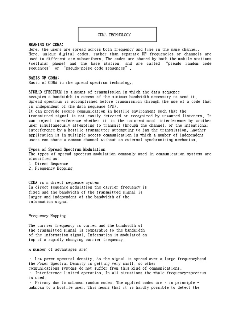 Cdma Technology | PDF | Patent | Modulation