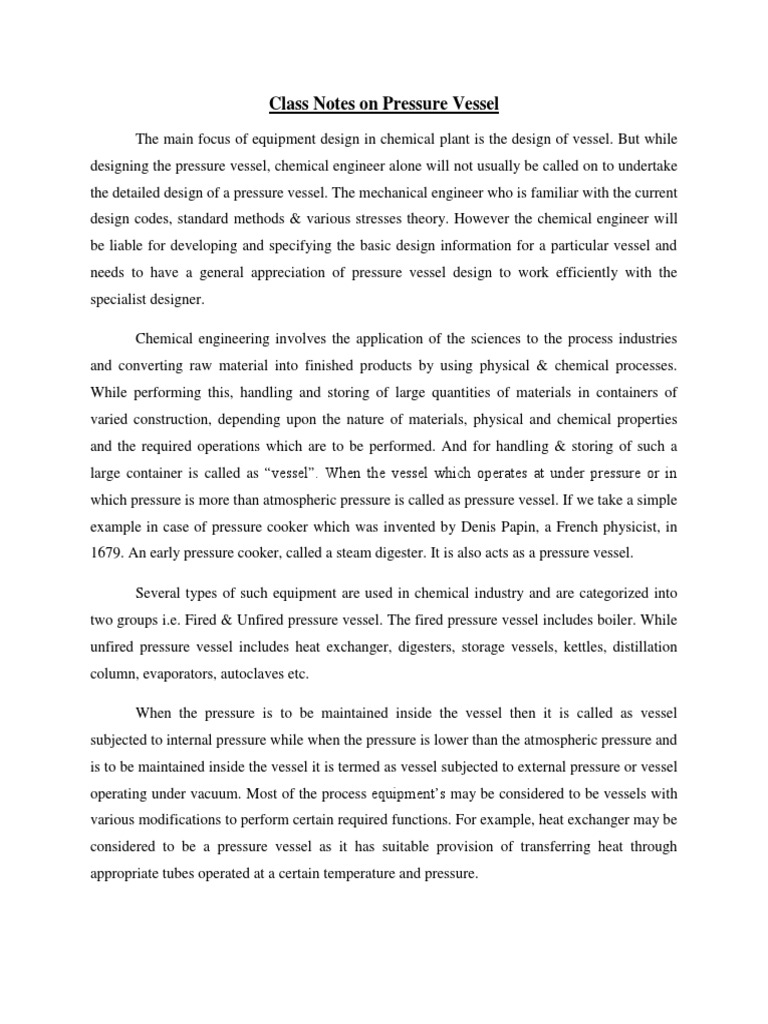 Class Notes On Pressure Vessel PDF | PDF | Chromium | Bending