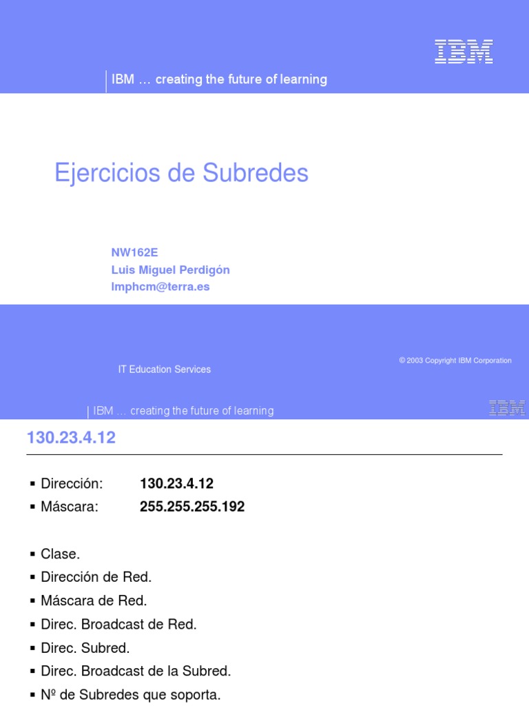 Ejercicios de Subredes | PDF | Dirección IP | Estándares de red