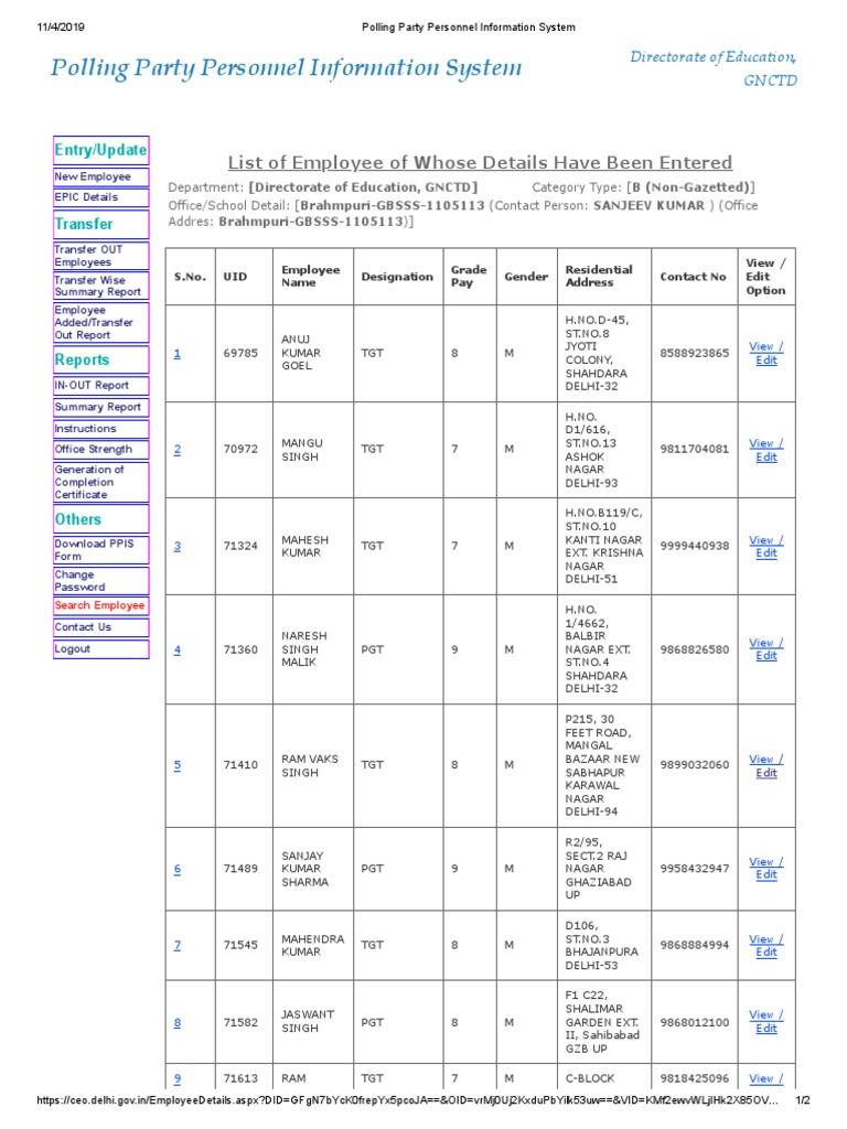 Polling Party Personnel Information System PDF | PDF