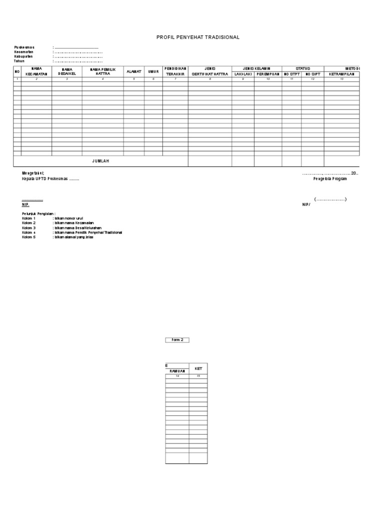 Form Lap Bulanan Kestrad Puskesmas | PDF
