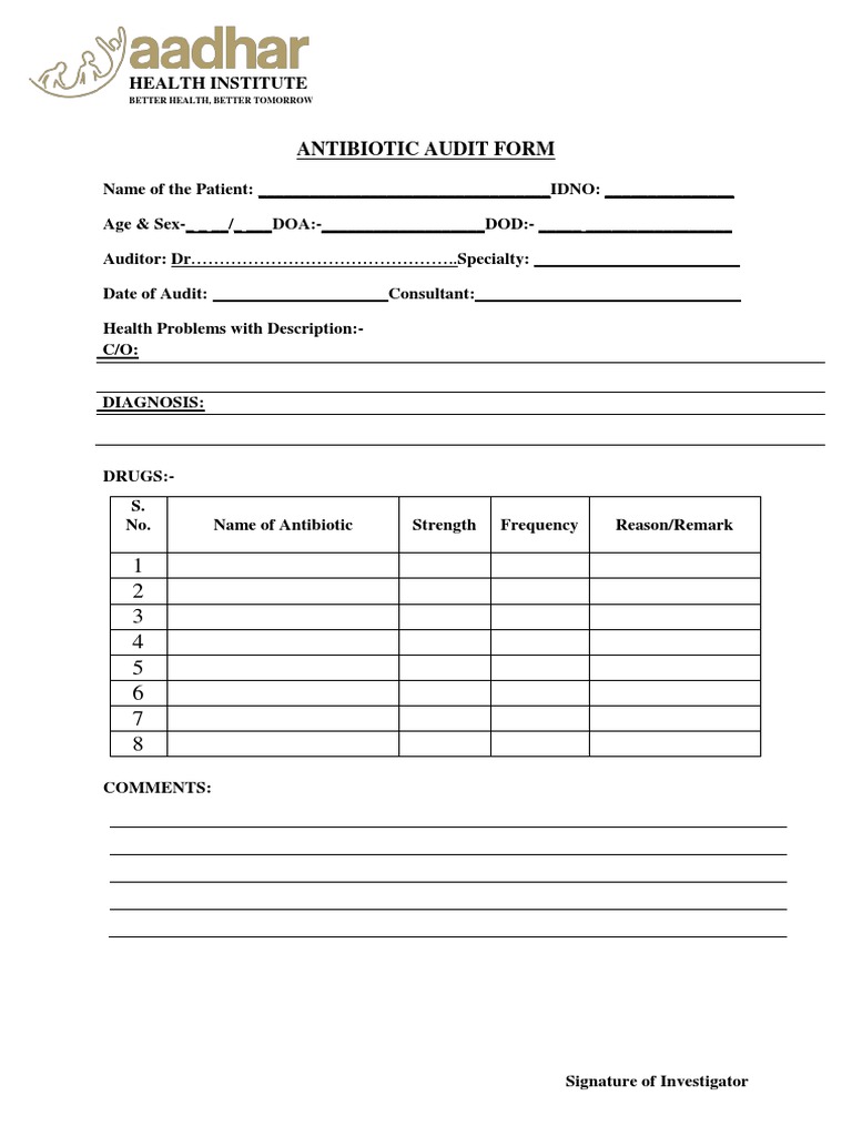 Antibiotics Audit Checklist | PDF