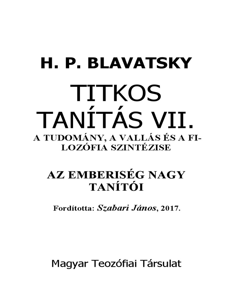 +BLAVATSKY - Titkos Tanitás VII. | PDF