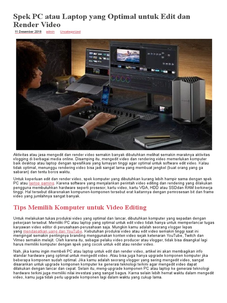 Spek PC Optimal untuk Edit dan Render Video | PDF
