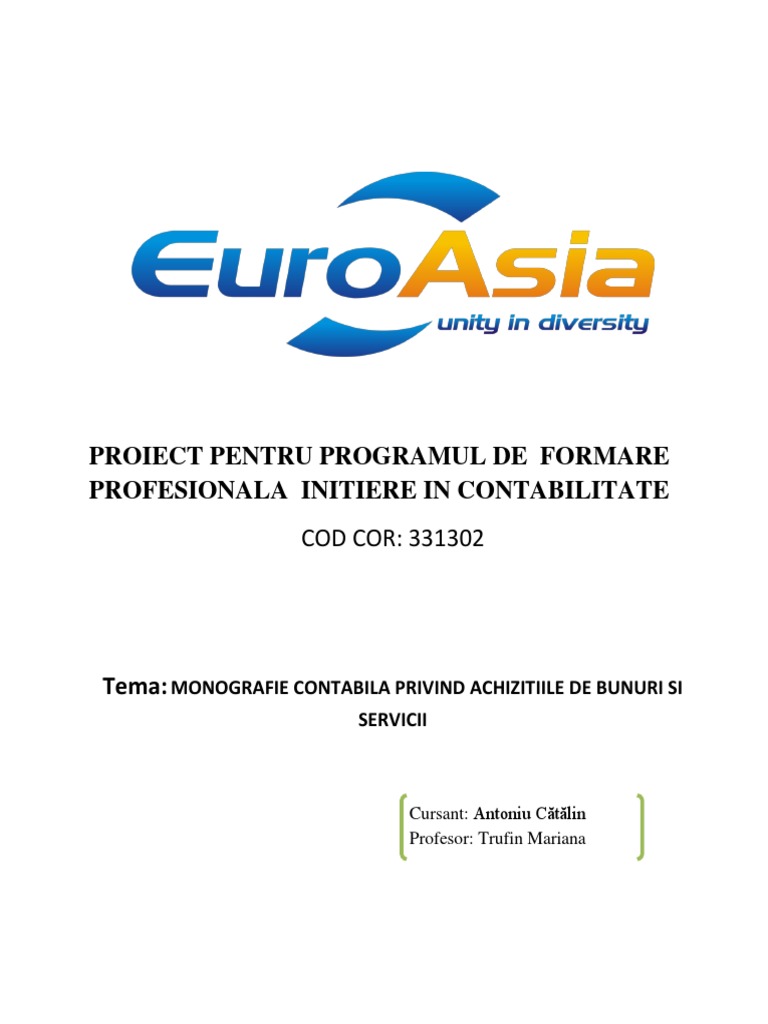 Monografie Contabila Privind Achizitiile de Bunuri Si Servicii | PDF