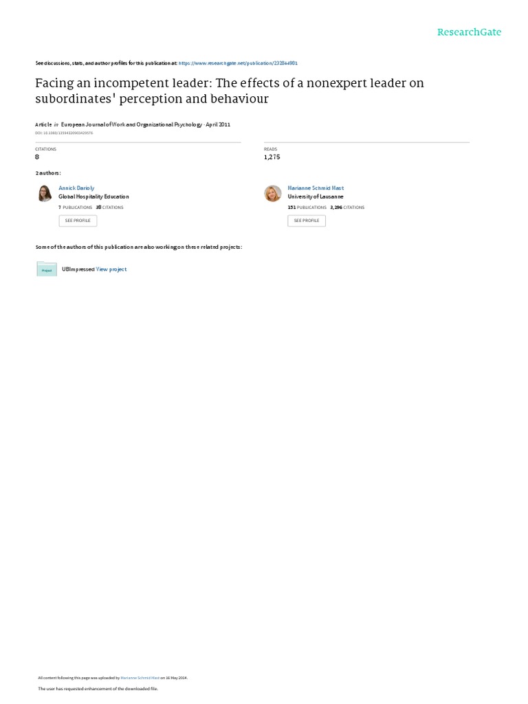 Facing An Incompetent Leader The Effects of A None PDF | PDF ...