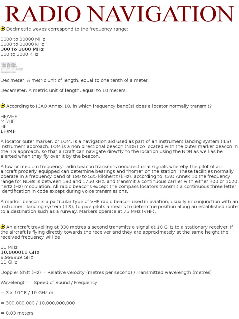 Radio Navigation | PDF | Antenna (Radio) | Oscillation