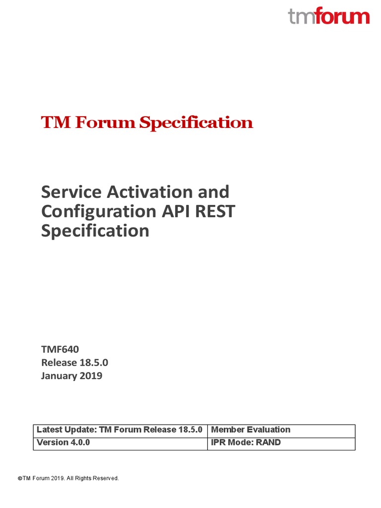 TMF640 Service Activation and Configuration API REST Specification R18.5.0 PDF | PDF | Hypertext ...