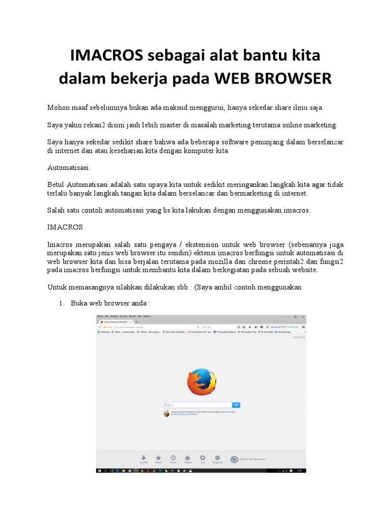 IMACROS Sebagai Alat Bantu Kita Dalam Bekerja Pada WEB BROWSER | PDF