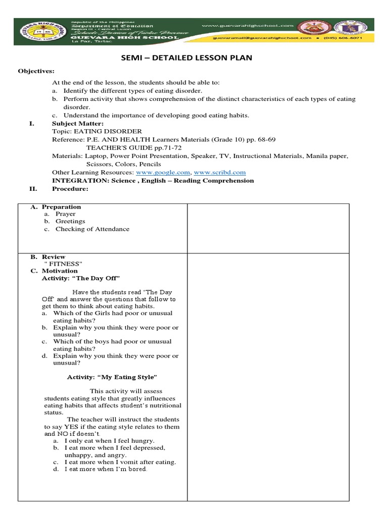 Cot 2nd Q Eating Disorder | PDF | Eating Disorder | Reading Comprehension