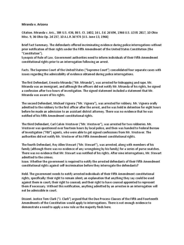 Ernesto Miranda Police Report