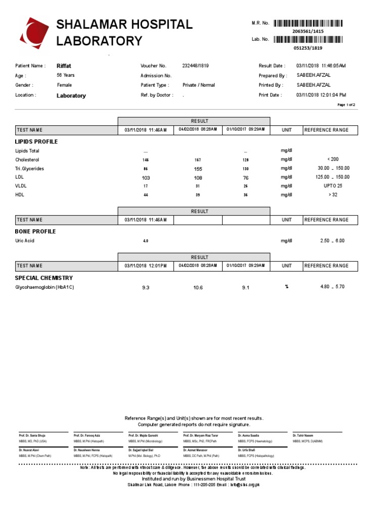 Test Report | PDF | High Density Lipoprotein | Cholesterol