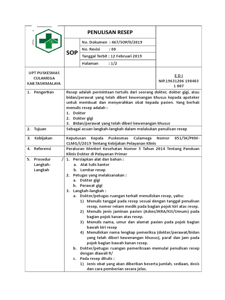 Penulisan Resep | PDF