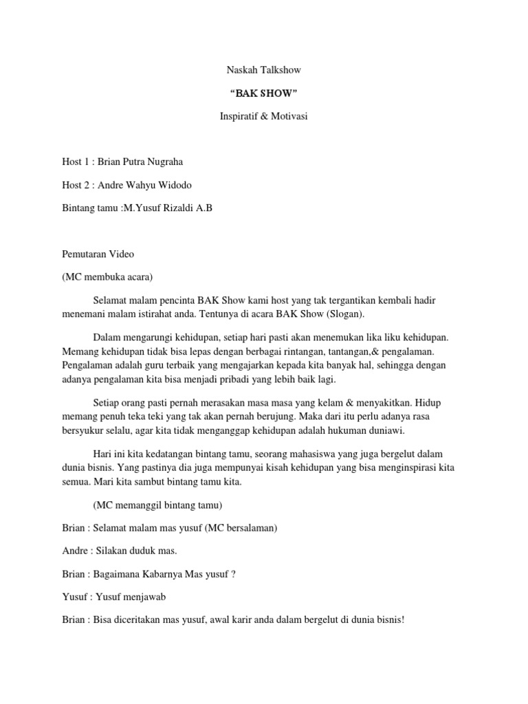 Naskah Talkshow | PDF