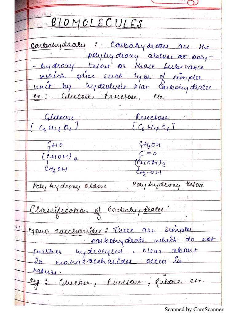Class 12 - Chemistry - Chapter 15 - Biomolecules Notes PDF | PDF