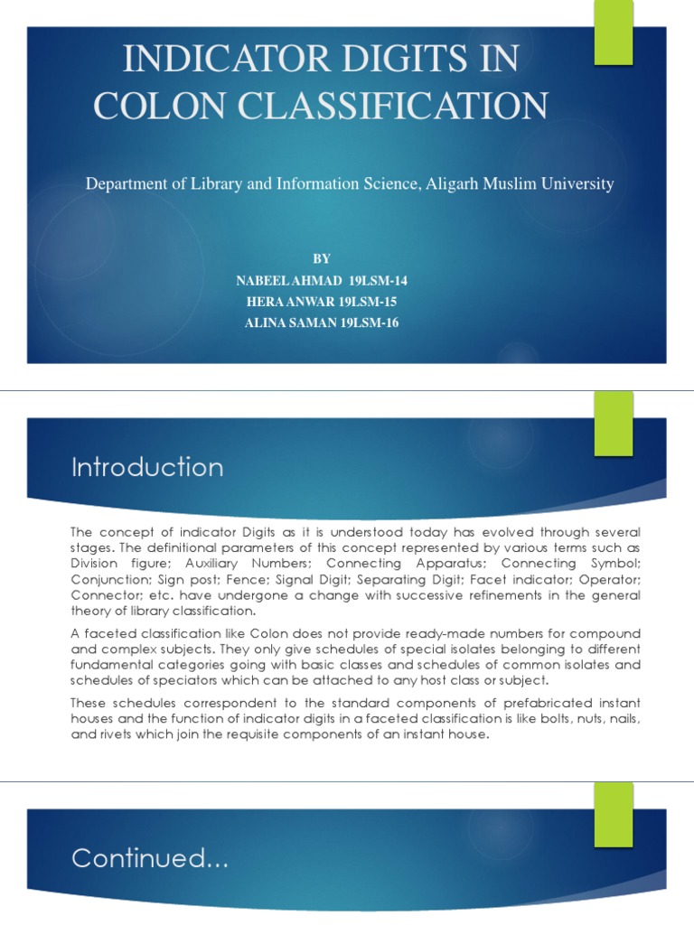 Indicator Digits in Colon Classification Final | PDF | Notation ...