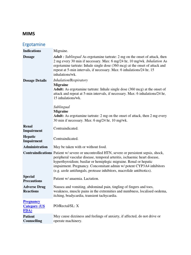Ergotamine | PDF | Serotonin | Drugs