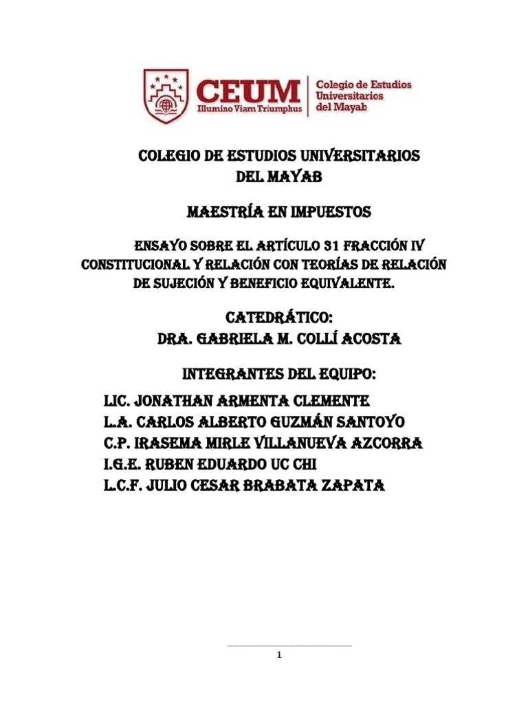 Análisis del Artículo 31 Constitucional | PDF | Estado (política ...