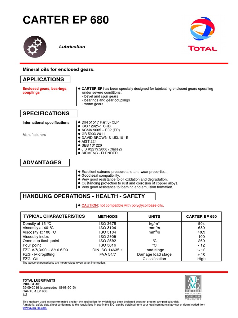 Carter EP 680 PDF | PDF | Lubricant | Building Materials