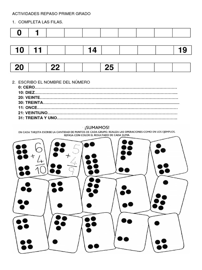 Actividades Repaso Primer Grado | PDF