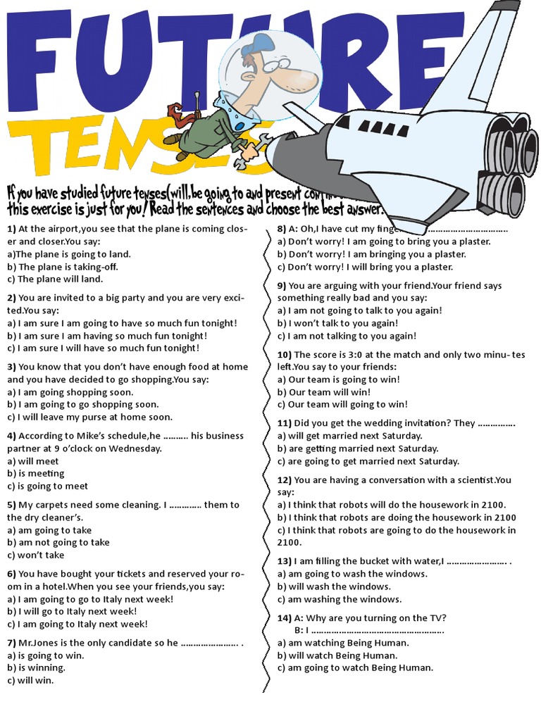 Future Tense Usage Quiz | PDF | Games & Activities | Home & Garden