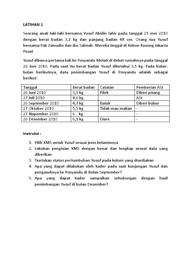 Contoh Pengisian KMS Balita | PDF | Pengembangan Diri | Agama ...