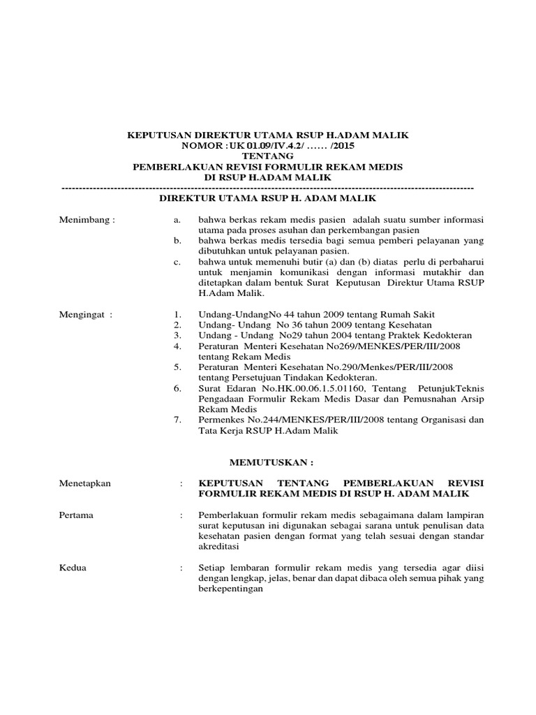 SK Revisi RM Adam Malik | PDF | Kesehatan Holistik