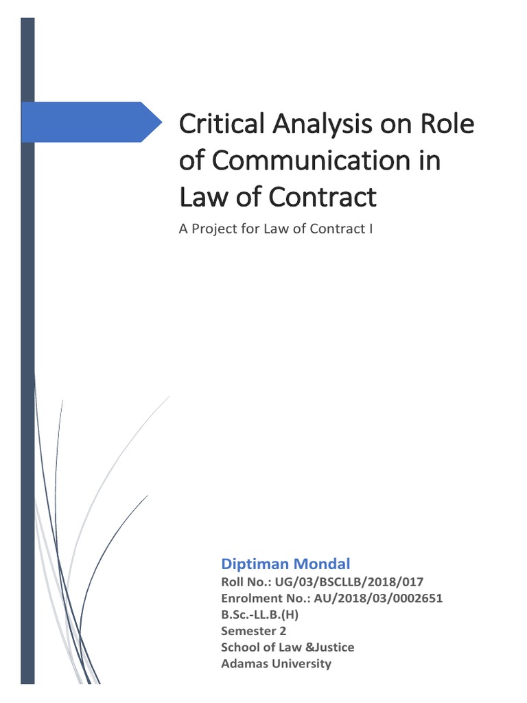 Importance of Communication in Law of Contract | PDF | Offer And ...
