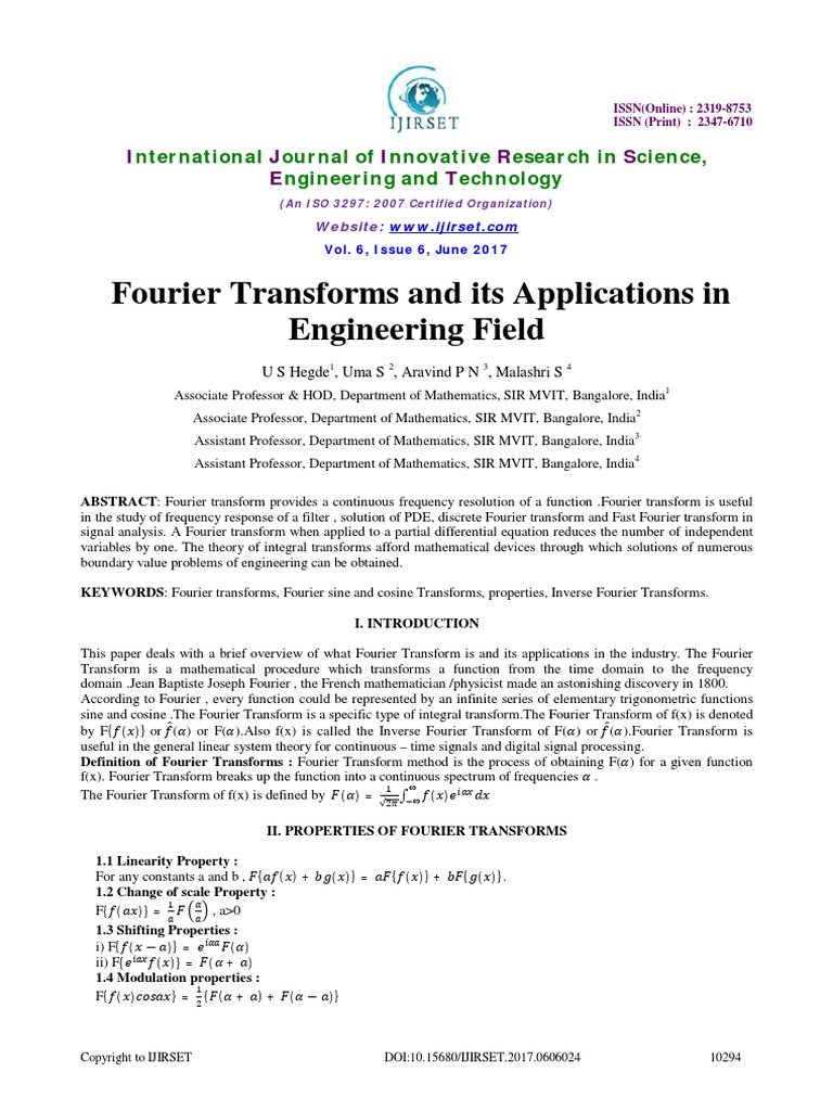Fourier Transforms | PDF | Fourier Transform | Partial Differential ...