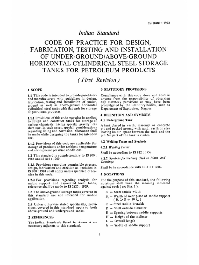 Code For HSD Tank | PDF