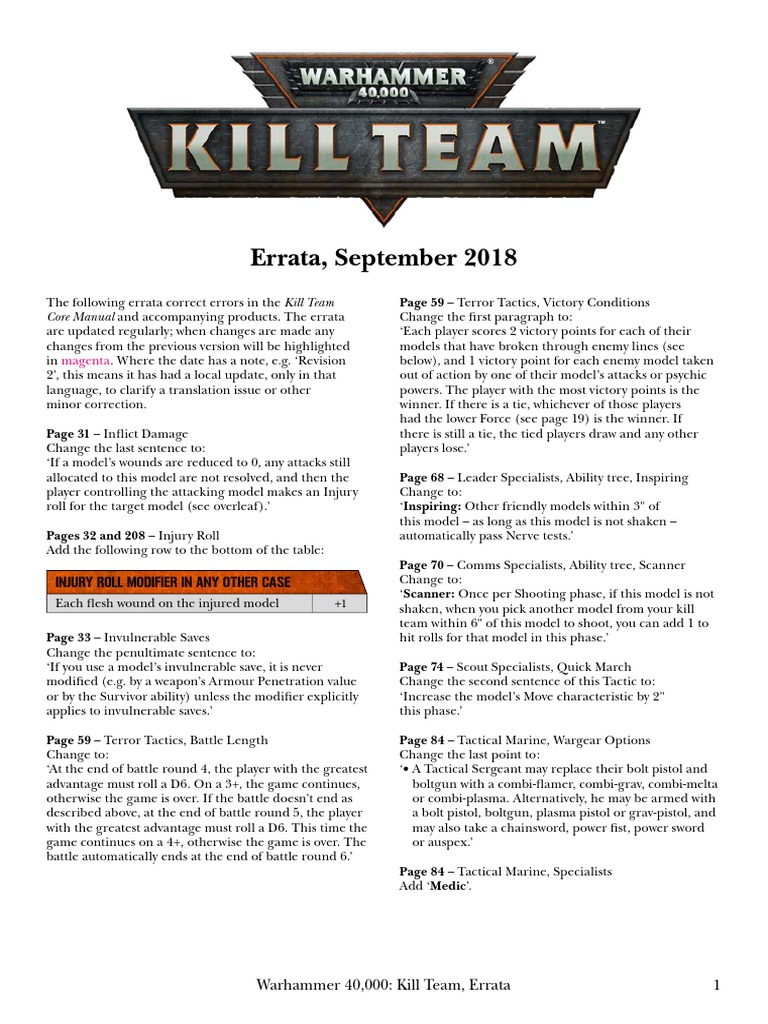 Kill Team Errata PDF | PDF | Military | Military Science