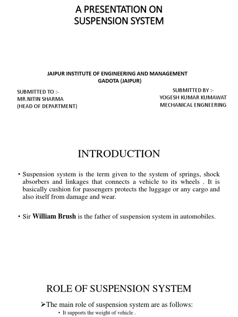 Suspension System Project | PDF | Transportation Engineering | Vehicles