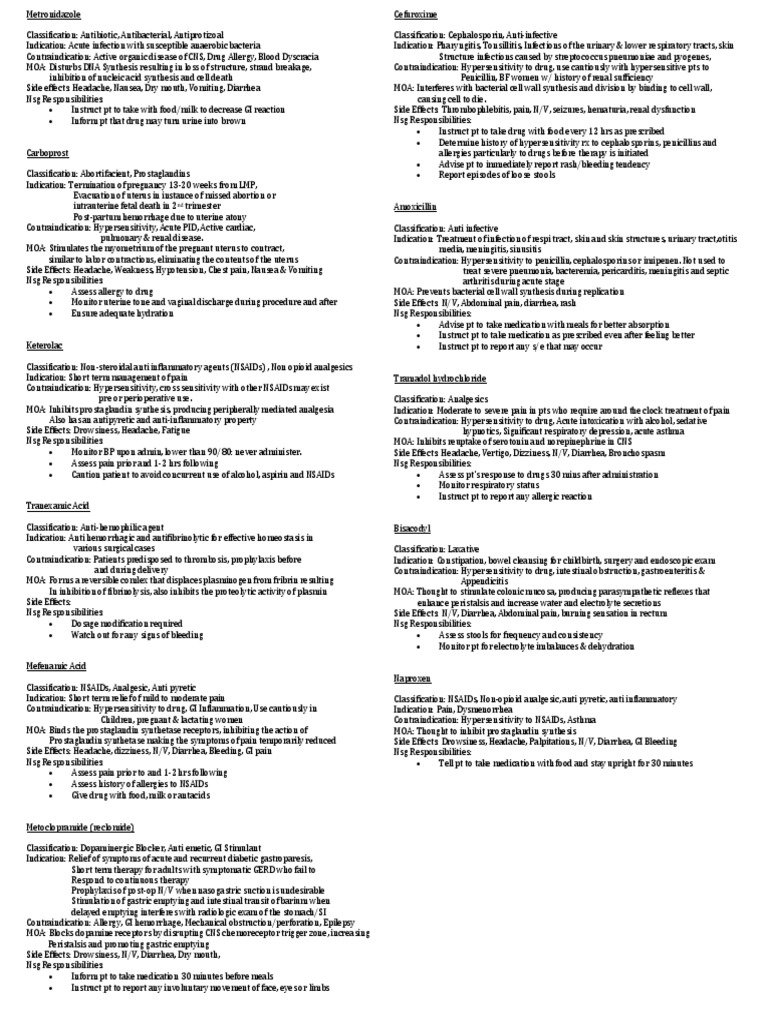 OB Ward DRUG STUDY | PDF | Nonsteroidal Anti Inflammatory Drug | Analgesic