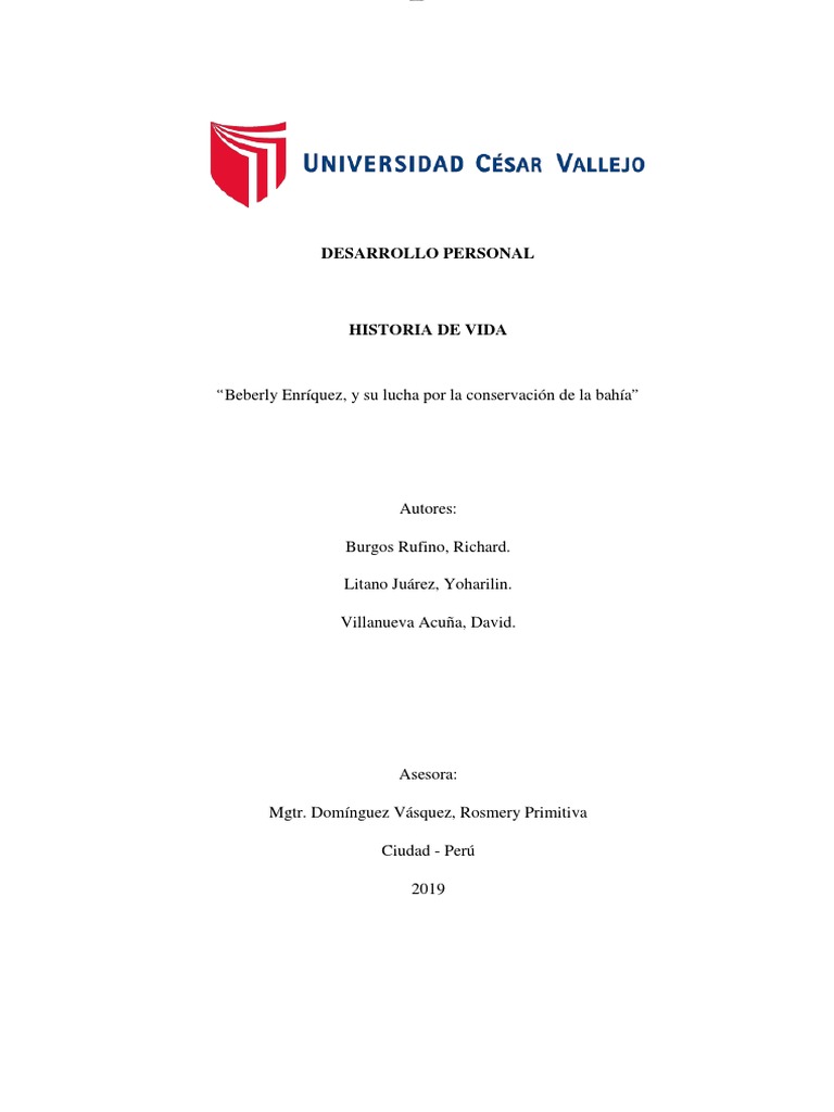 HISTORIA DE VIDA - Beberly (1) - 1 | PDF | Estilo de vida (sociología) | Liderazgo