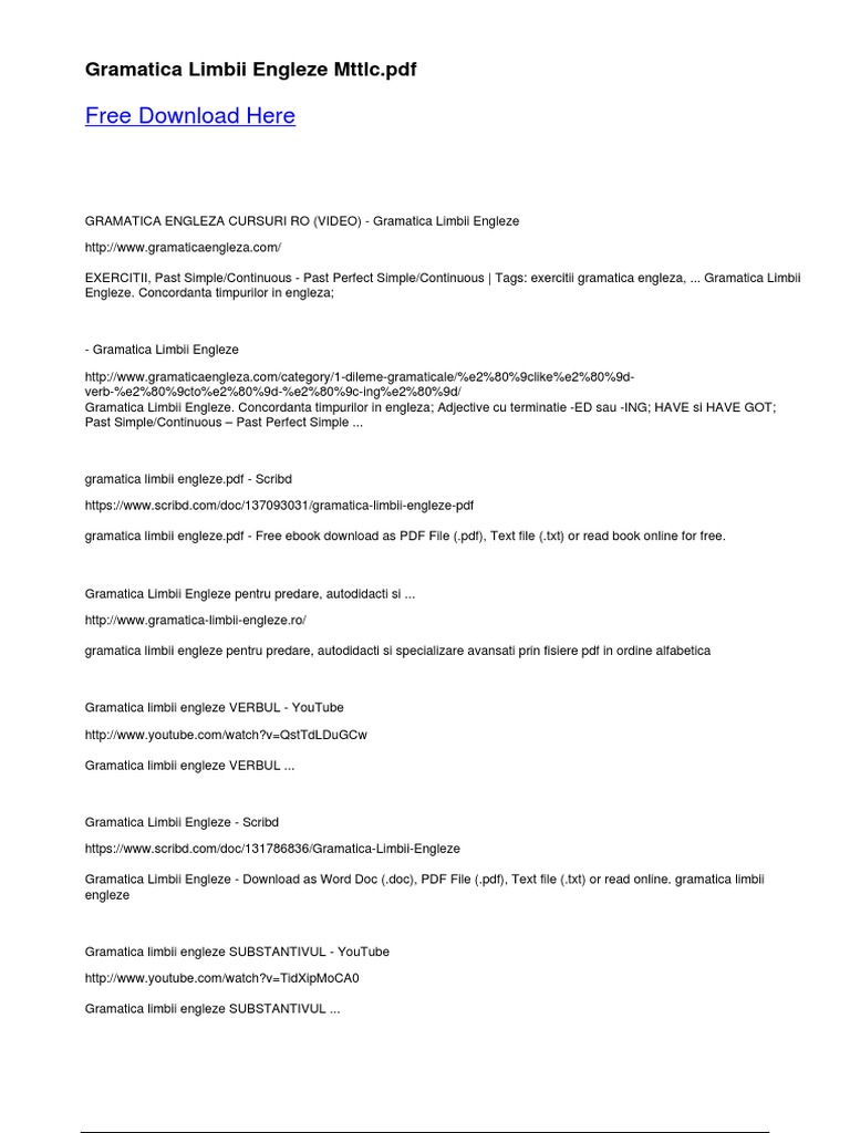 Free Download Here Gramatica Limbii Engleze MTTLCPDF Free Download Here Gramatica | PDF ...