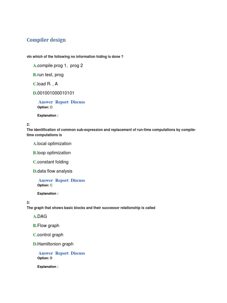 CD MCQ | PDF | Parsing | Compiler
