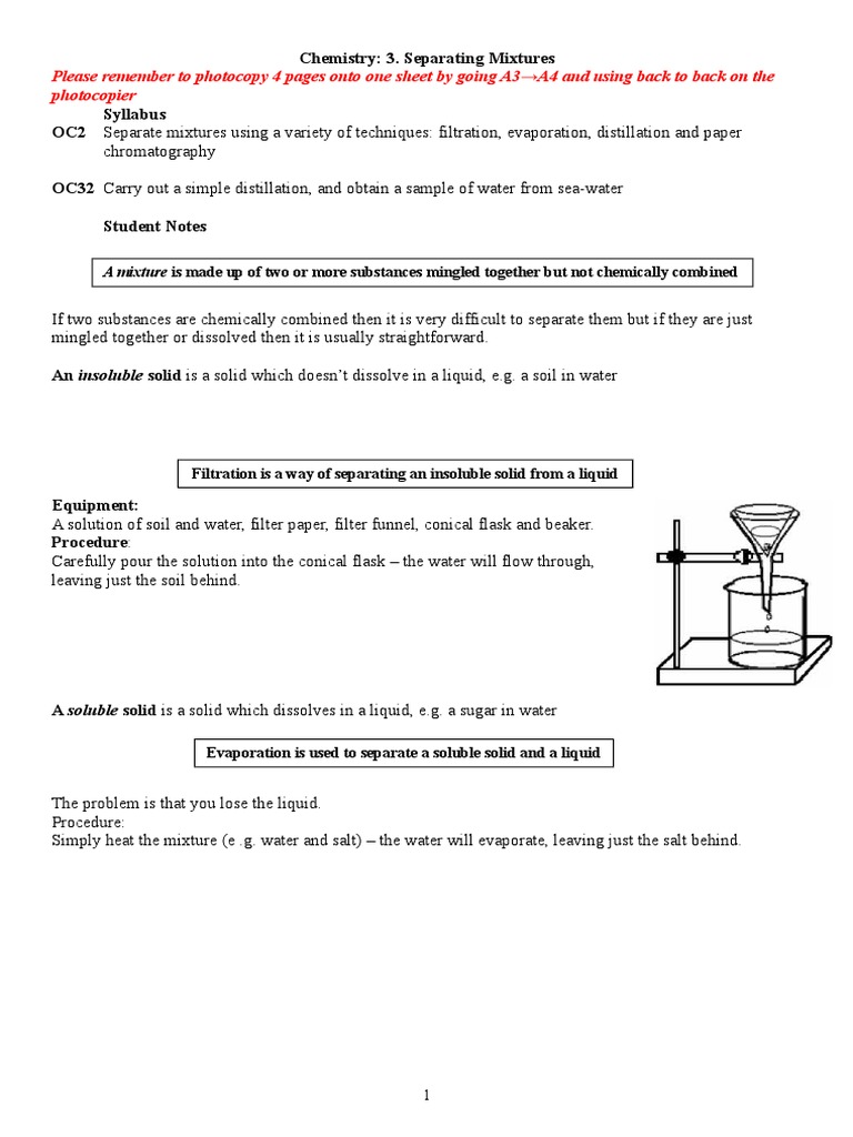 Separating Mixtures | PDF | Filtration | Distillation