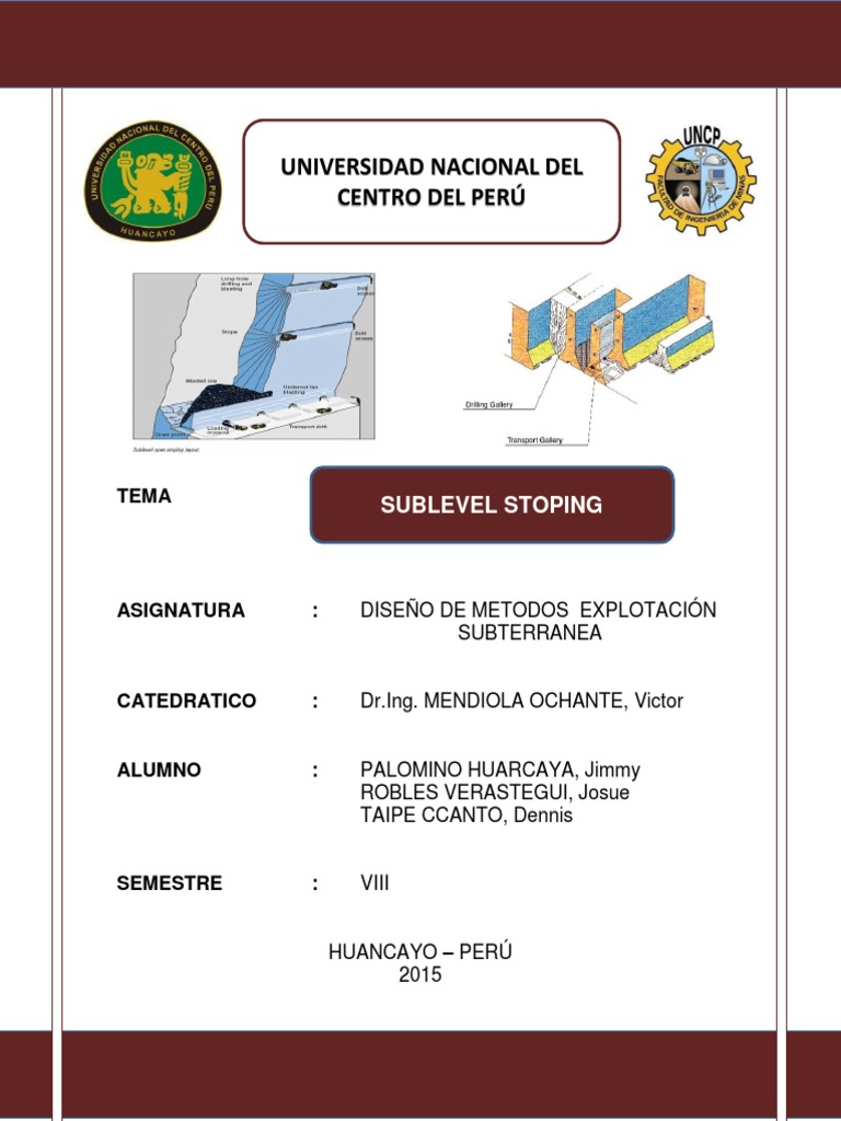 Trabajo Sub Level Stoping | PDF | Estaño | Minería