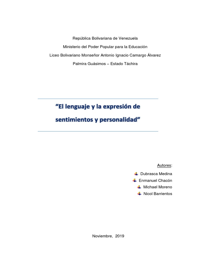El Lenguaje y La Expresion de Sentimientos y Personalidad | PDF ...