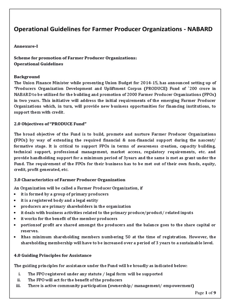 5farmer Producer Operational FPO Guidelines | PDF | Economies | Business