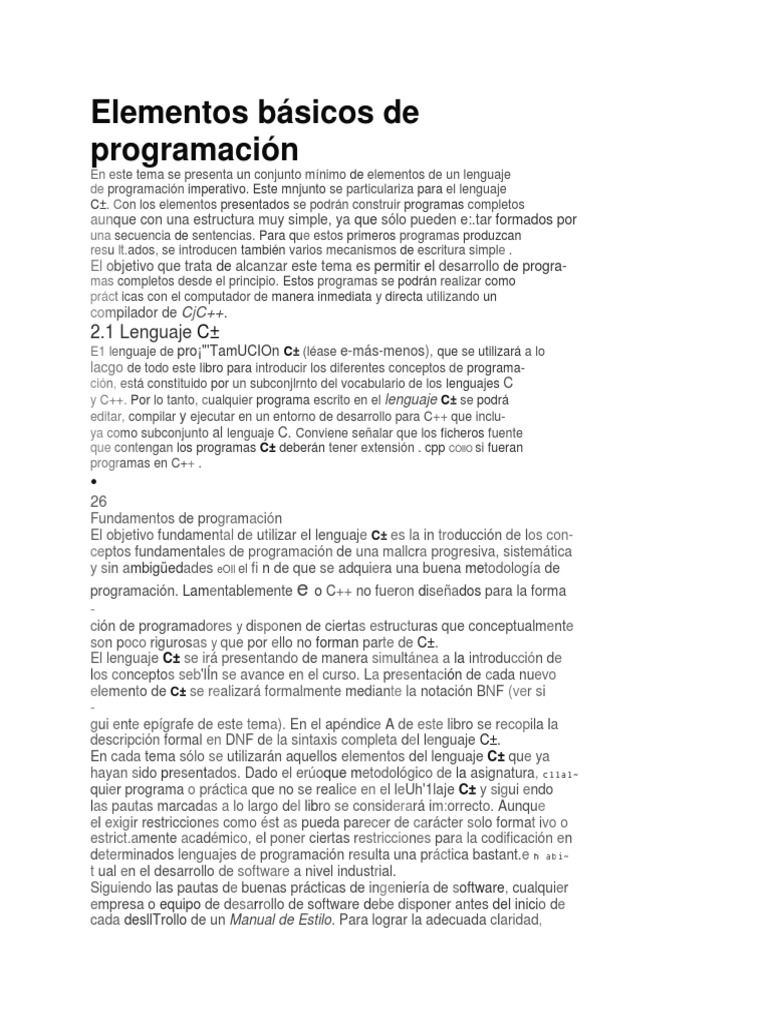 Elementos de PROGRAMACION | PDF | Lenguaje de programación | C